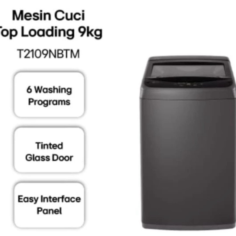 Jual LG T2109NBTM Mesin Cuci Top Loading 9Kg TurboDrum Soft Closing ...