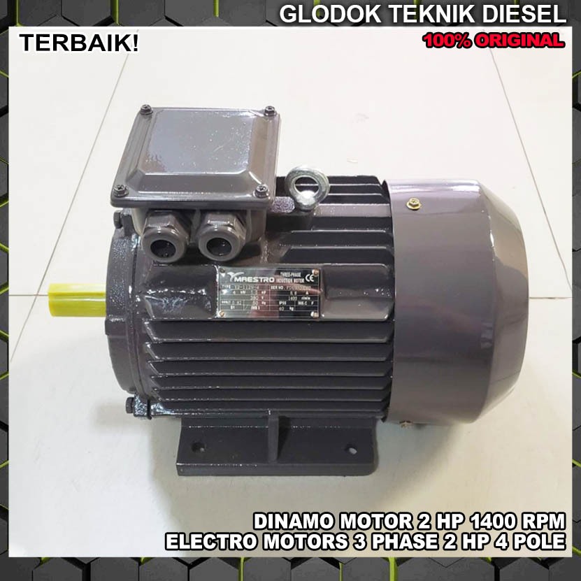 Jual Dinamo Motor 2 HP PK 1400 RPM 4 POLE 3 PHASE Gulungan FULL TEMBAGA ORIGINAL | Shopee Indonesia