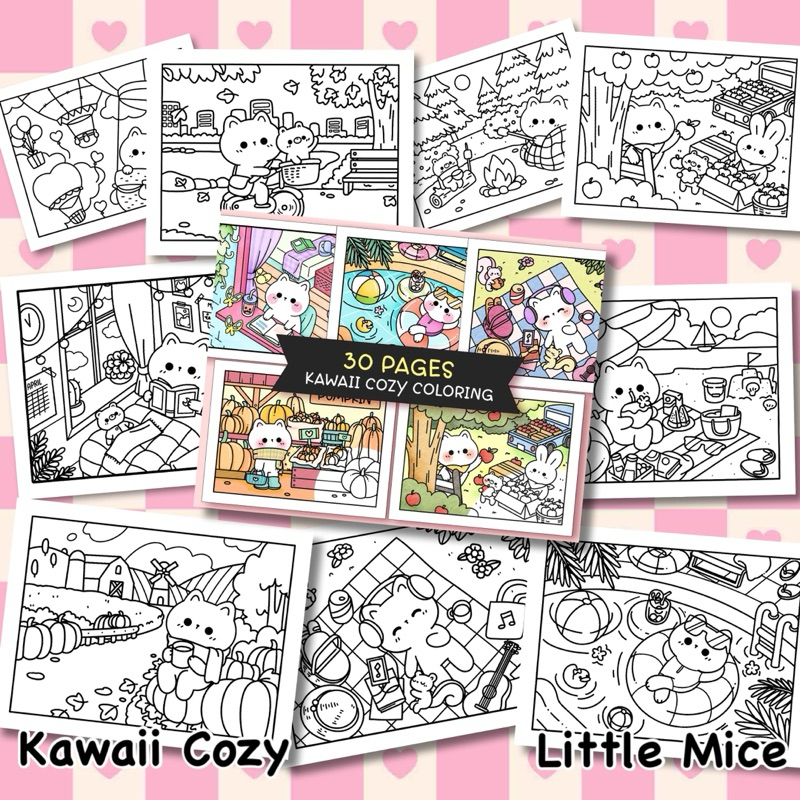 Jual Kertas Mewarnai Buku Mewarnai Kawaii Cozy Dewasa Anak Ukuran A4 30 ...