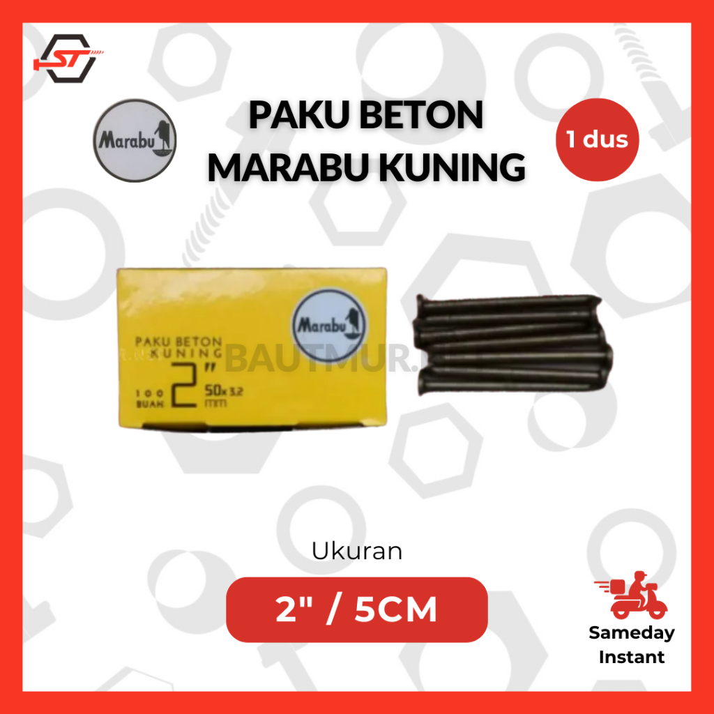 Jual (100pcs) MARABU Paku Beton 5 cm - Paku Beton Kuning 2 inch | Shopee Indonesia