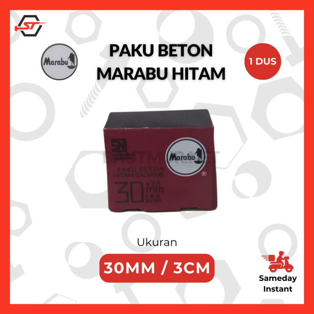 Jual Paku Beton Hitam Marabu 30mm | Paku Hitam galvanis 3cm | Shopee ...