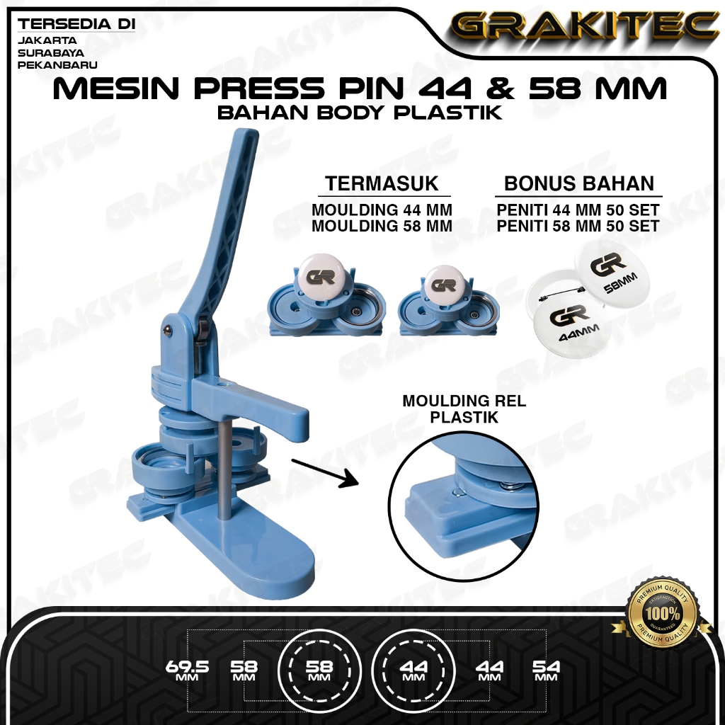 Jual Mesin Alat Press Pin Moulding 44 & 58 mm Bahan Body Plastik ...
