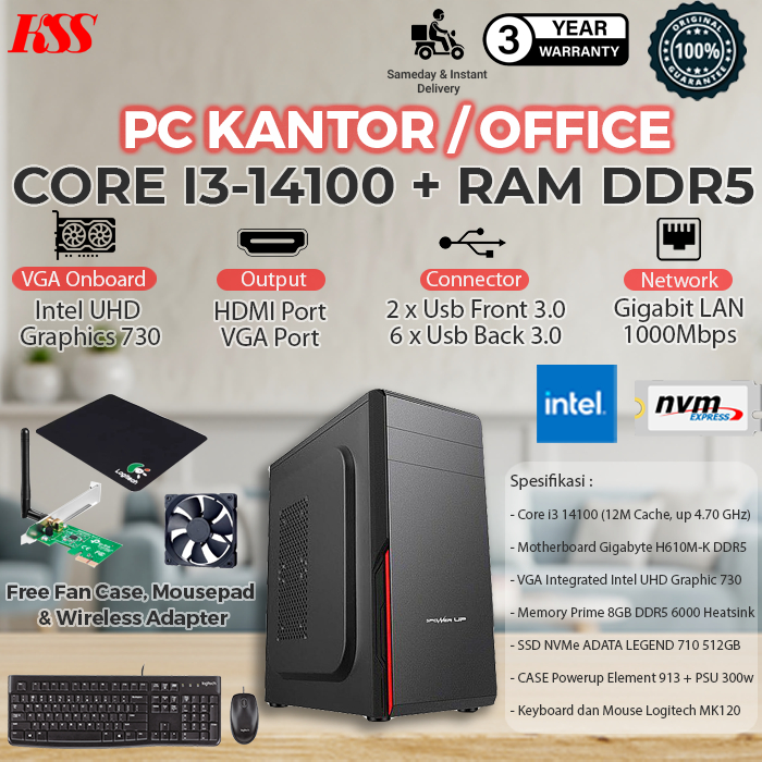 Jual [NEW] Komputer Core i3 Gen Terbaru + NVME 512GB + RAM DDR5 ...