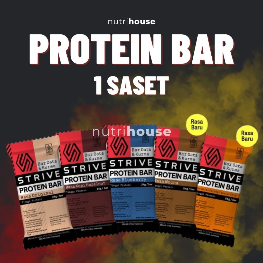Jual STRIVE Protein Bar 1 saset 60gr dengan 24gr Protein/ Bar High ...