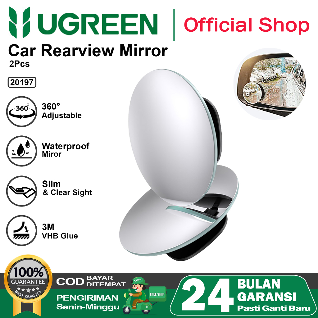 Jual Kaca Spion Mini BlindSpot Mirror UGREEN Kaca Cembung Waterproof ...