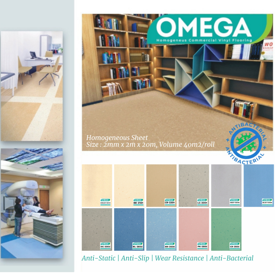 Jual Vinyl Roll Rumah Sakit OMEGA Homogeneous / Vinyl Anti Bakteri ...