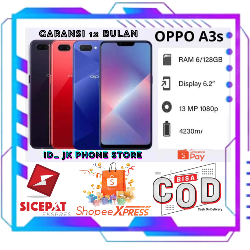 Jual Hp OPPO A3S ram 6/128GB 4G LTE Android Smartphone GARANSI 1 TAHUN 99% Baru | Shopee Indonesia
