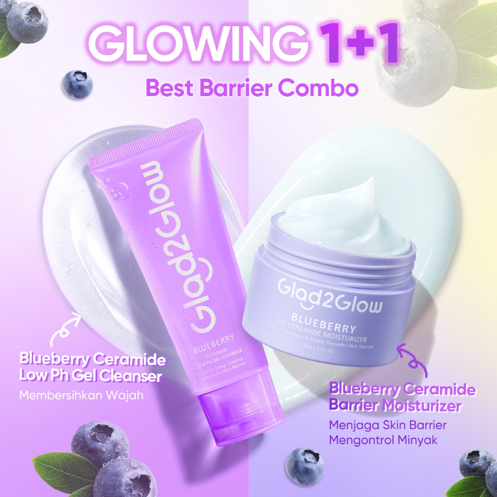 Jual 2pcs Barrier Combo Set Glad2Glow Blueberry Ceramide Low Ph ...