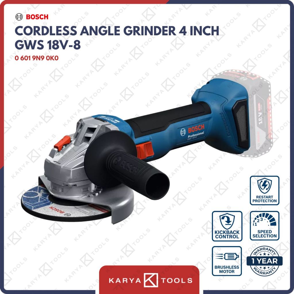 Jual Bosch GWS 18V-8 Cordless Angle Grinder 4 Inch / Gerinda Tangan ...