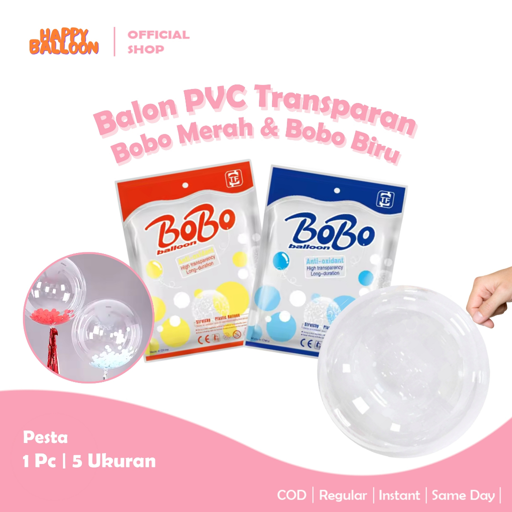 Jual HappyBalloon Balon Bobo Merah / Balon Pvc Transparan 10, 13 , 18 ...