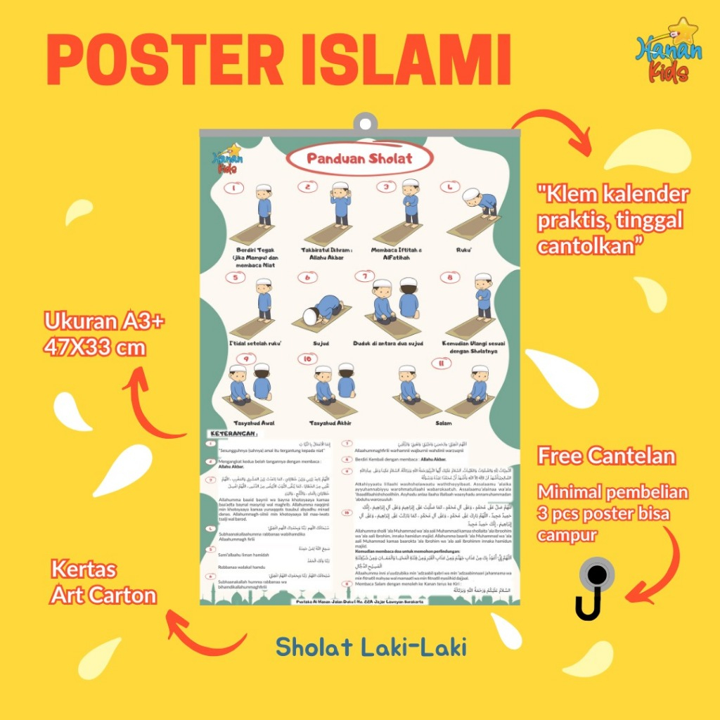 Jual Poster Anak Edukatif Islami INCLUDE TEMPELAN GANTUNGAN beli 3 ...
