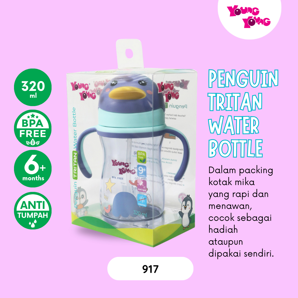 Jual YOUNG YOUNG Botol Minum Penguin Tritan Water bottle 320 ml BPA Free 917 | Shopee Indonesia