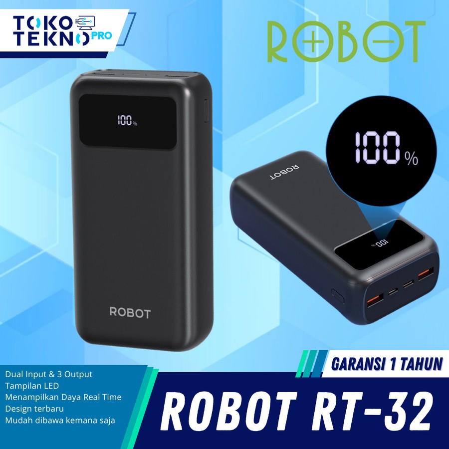 Jual Robot RT32 / RT-32 Powerbank 30000mah Quick Charging Powerbank | Shopee Indonesia