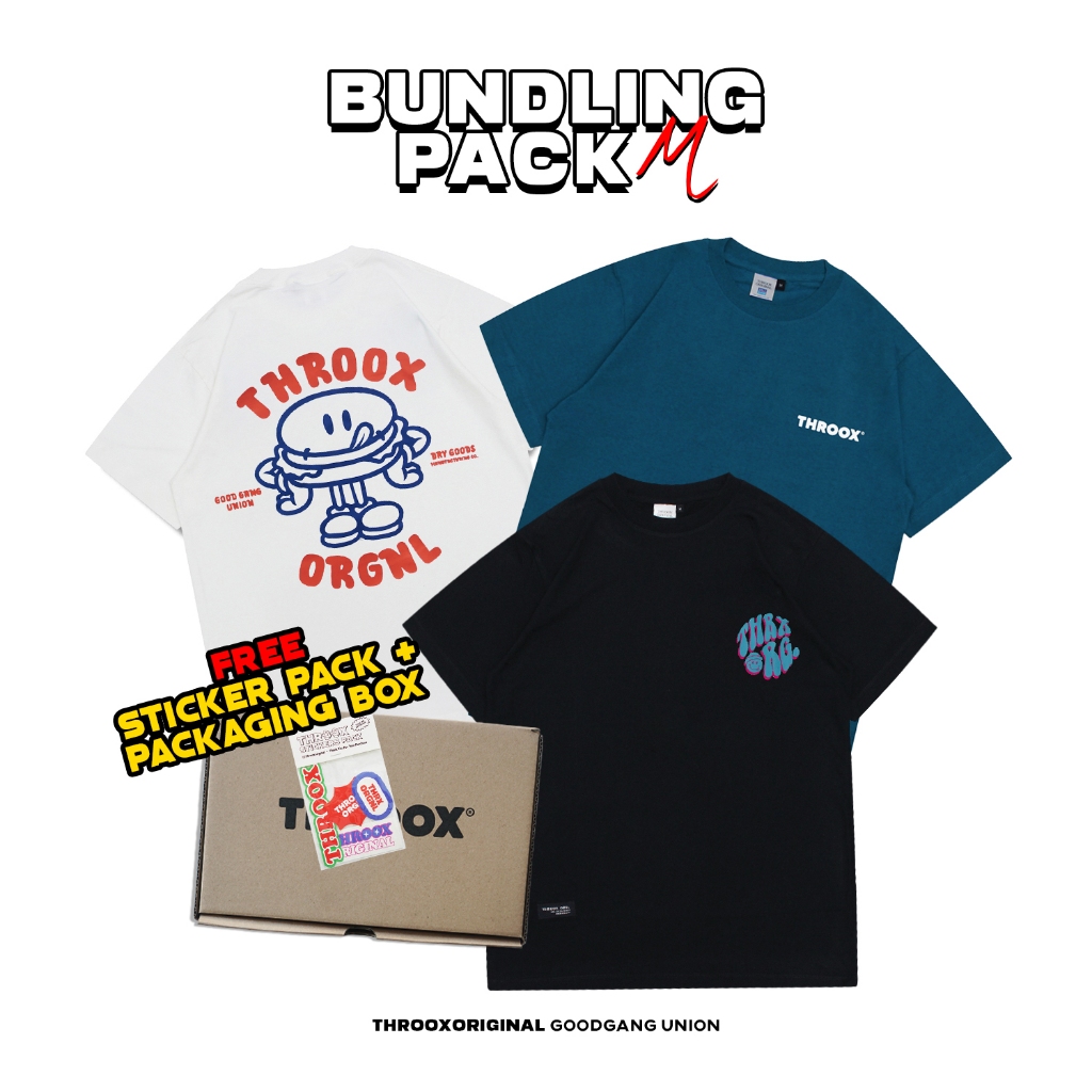 Jual Throox || Bundling Pack M [ 3 T-Shirt + Free Sticker Pack ...