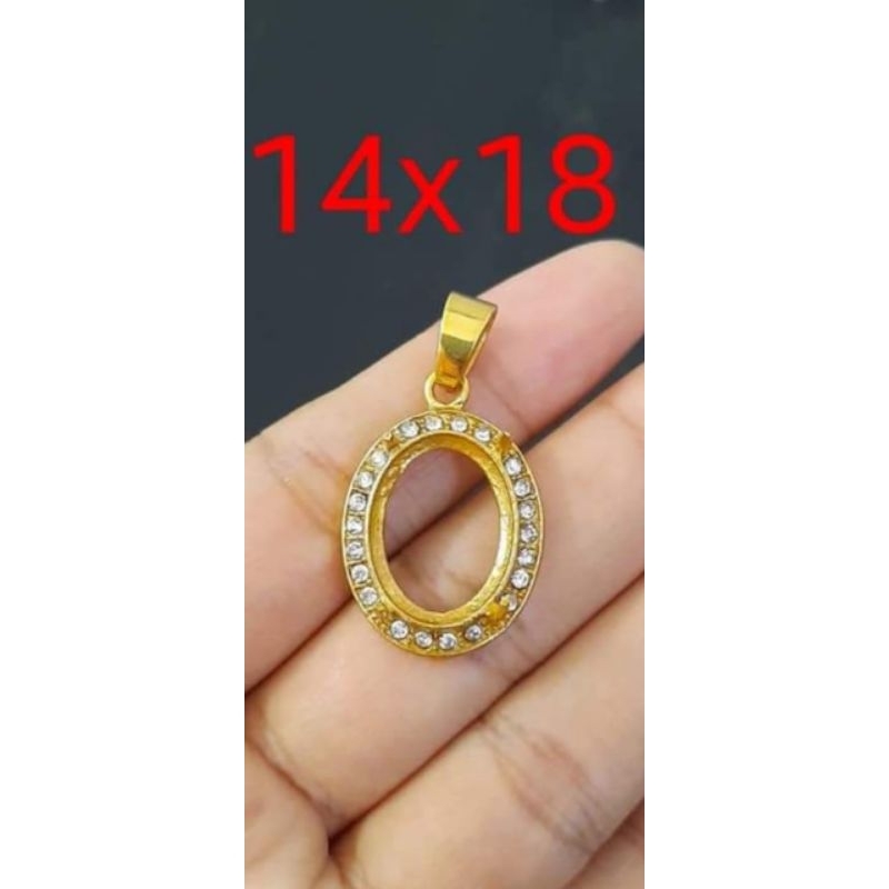 Jual Ring Liontin Perunggu warna emas ikat batu akik model gigi ...