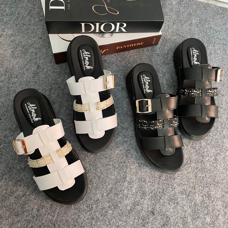 Jual Almark Sandal Wedges Wanita 3cm Sandal Arabella Sendal Slop Wanita ...