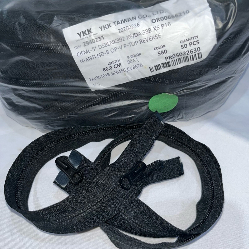 Jual Zipper / Resleting Coil Terbalik Kepala Dua YKK No.5 @harga/pcs. Warna Hitam, Panjang (80 ...