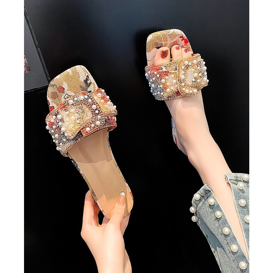 Jual Sepatu Sendal Payet Wanita Trully/Sepatu Wanita Hak Tinggi 3 cm ...