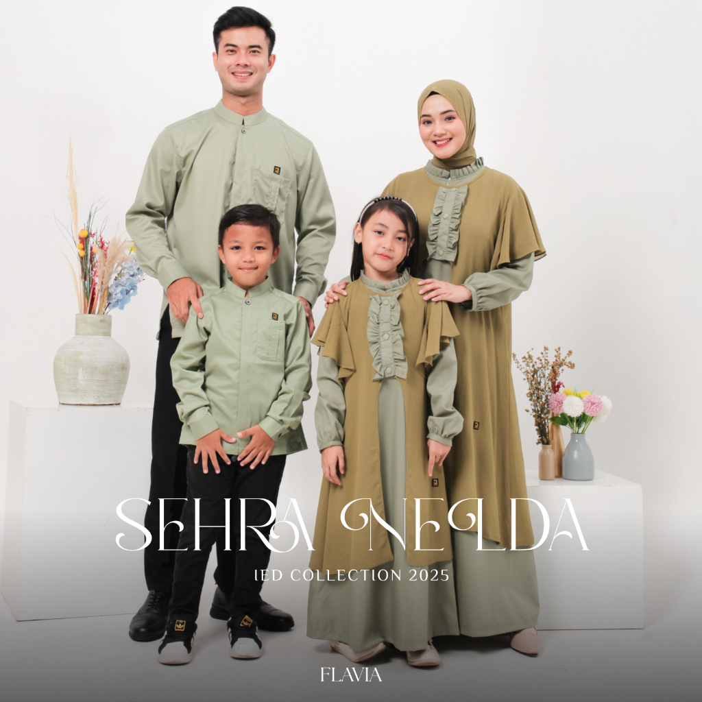 Jual Baju Sarimbit Lebaran 2025 Sehra Nelda ( Sage ) / Sarimbit ...