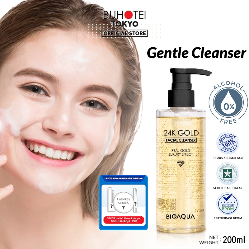 Jual BUHOTEI BIOAQUA 24K Gold Facial Cleanser 200ml Amino Acid Sabun ...