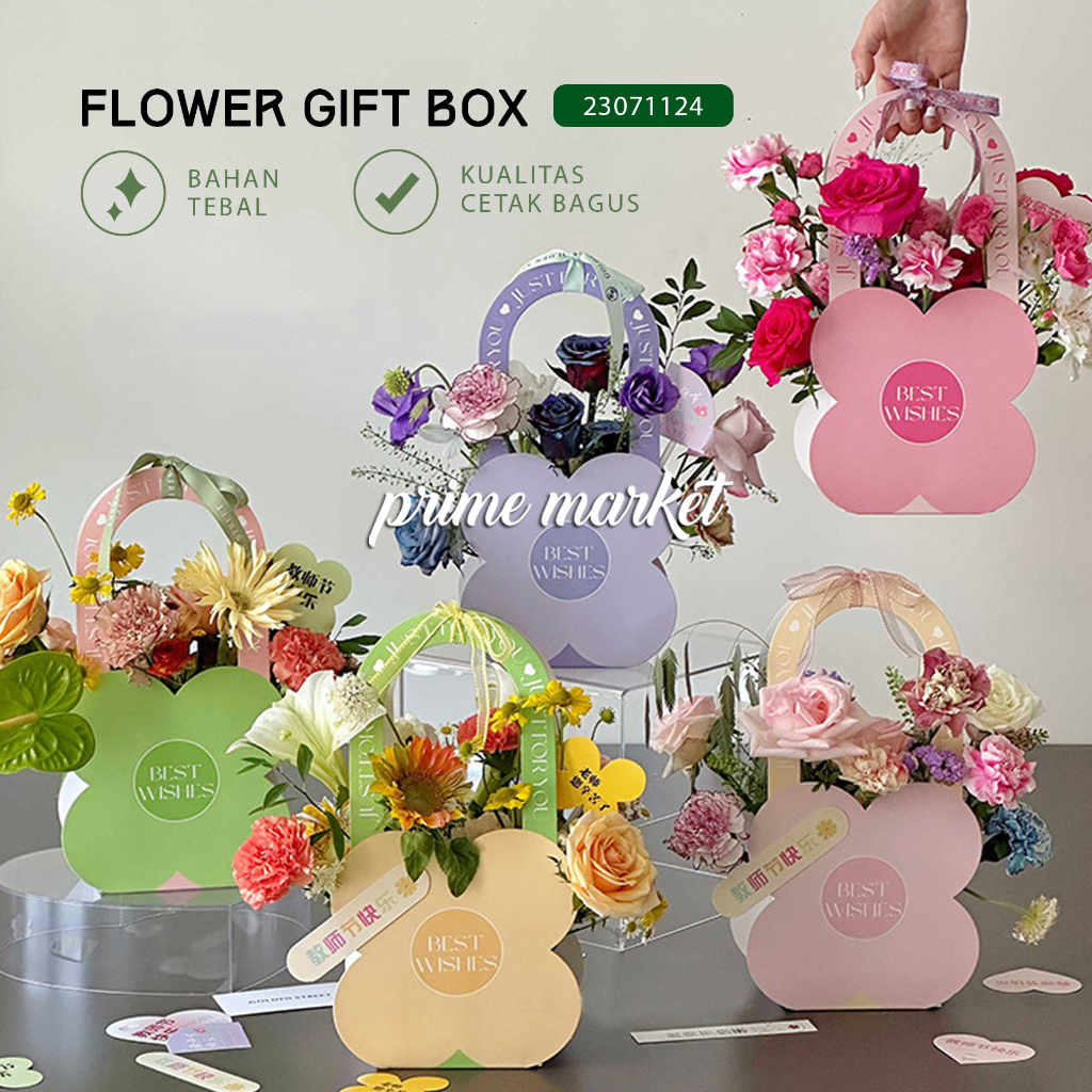 Jual Flower Box Buket Bunga Best Wishes Kotak Bunga Box Bunga Handy Bag Florist Just For You ...