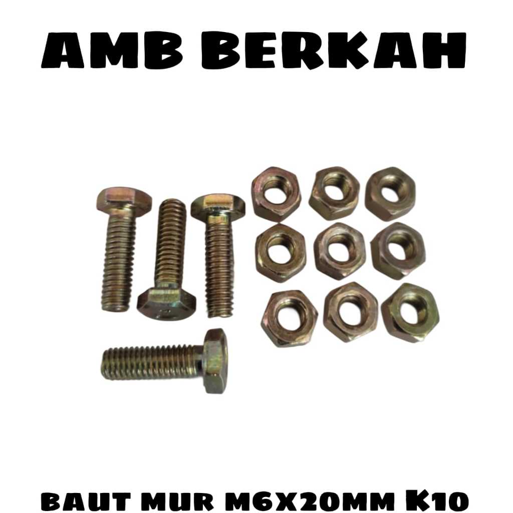 Jual BMK/BAUT MUR KUNING M6X20 ( BAUT KUNCI 10 PNJNG 2CM ) | Shopee Indonesia