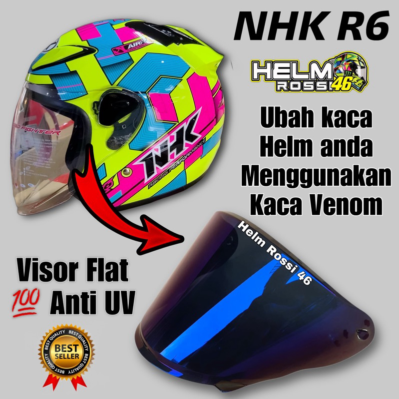 Jual Kaca Visor Helm NHK R6 R 6 FLAT Datar Model Venom Iridium Silver ...