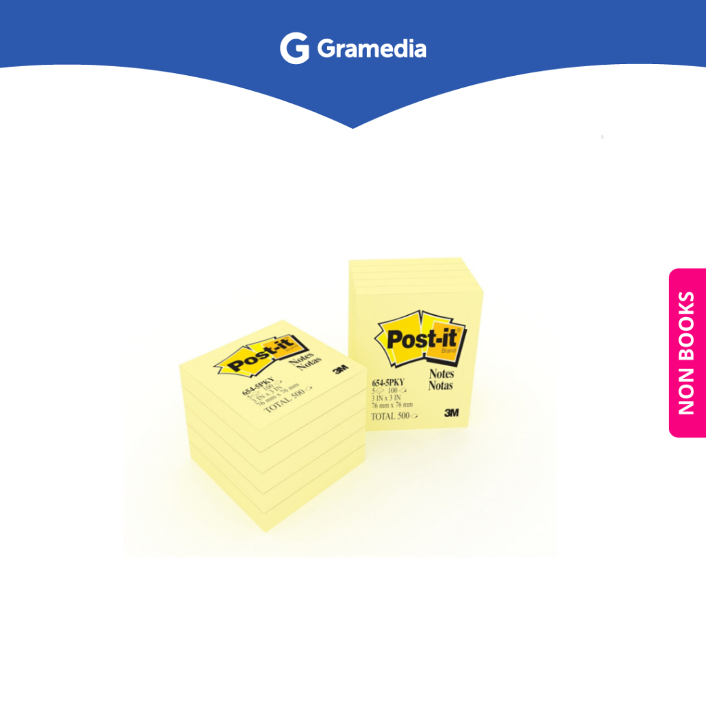 Jual Gramedia Surabaya - 3M POST IT 654-5 CY NOTES YELLOW 3X3 5PADS ...