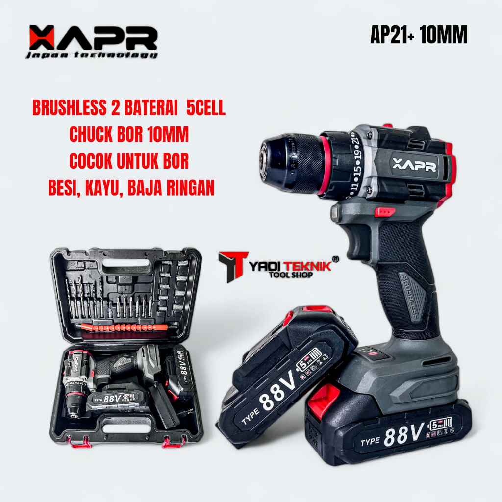 Jual Bor APR type AP21+ brushless 10mm keyless auto lock 2baterai 88vf ...