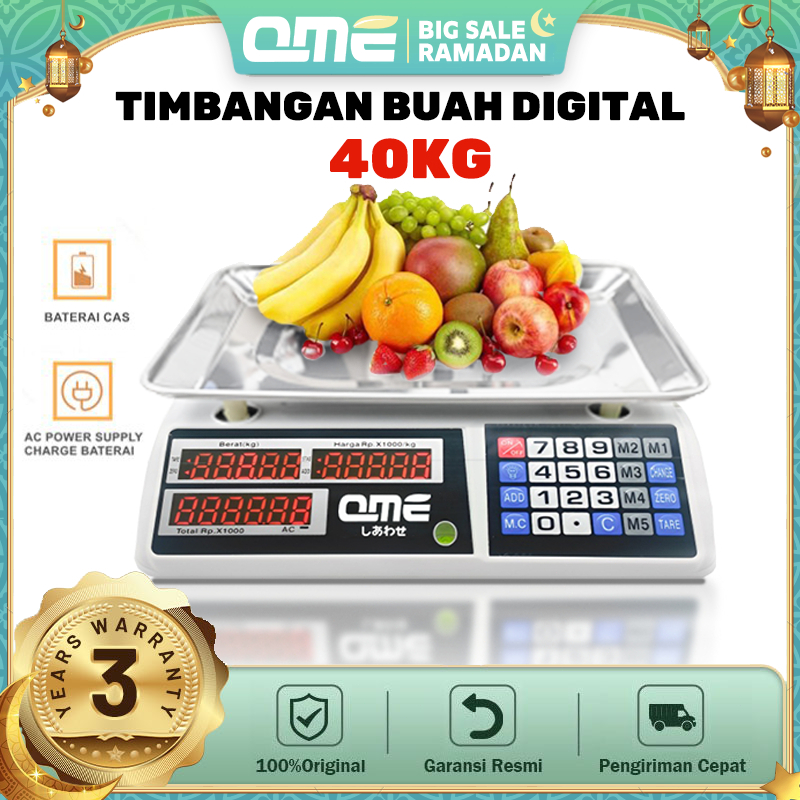 Jual QME Digital Computing Scale 40kg Double Display Timbangan Buah ...