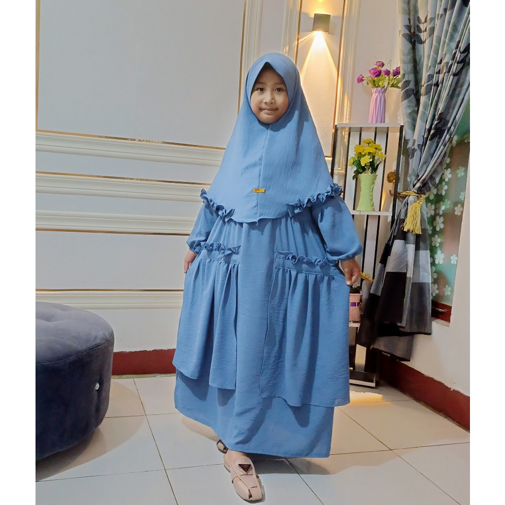 Jual GAMIS ANAK SYAFIRA PLUS HIJAB SIZE S M L XL XXL MODEL TERBARU ...