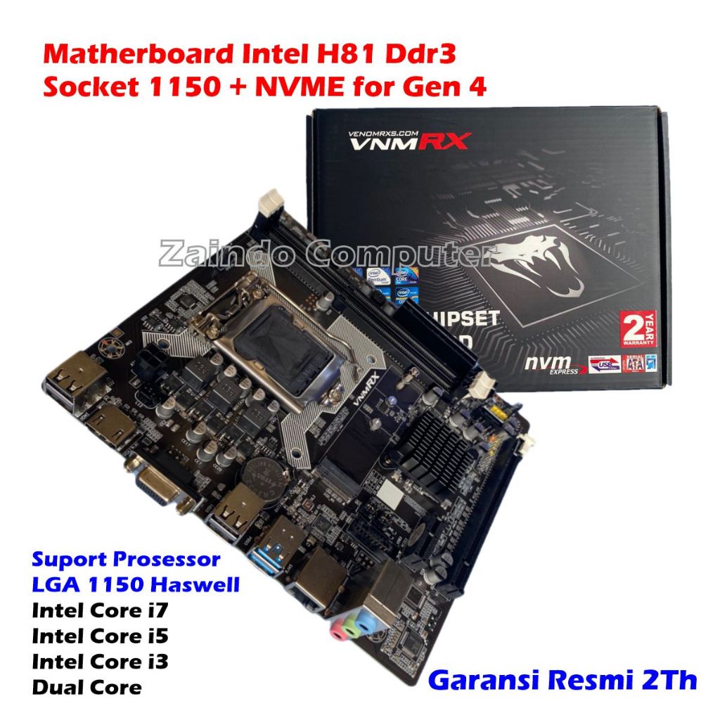 Jual MATHERBOARD VENOM RX H81 DDR3 SOCKET 1150 SLOT NVME VENOM RX INTEL ...