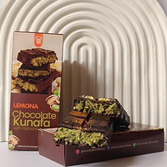 Jual COKLAT DUBAI Lemona CHOCOLATE kunafa WITH PISTACHIO 70 GR | Cokelat Dubai Arkha 150GR ...