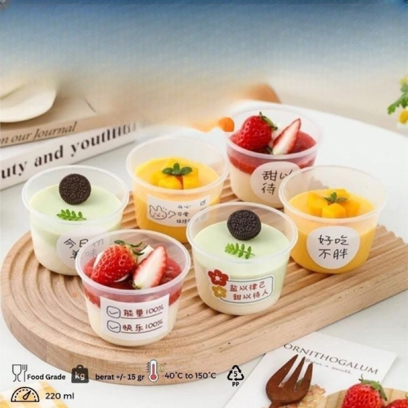 Jual Cup Puding Dessert with Lid + Sendok Segitiga Bulat Persegi ...