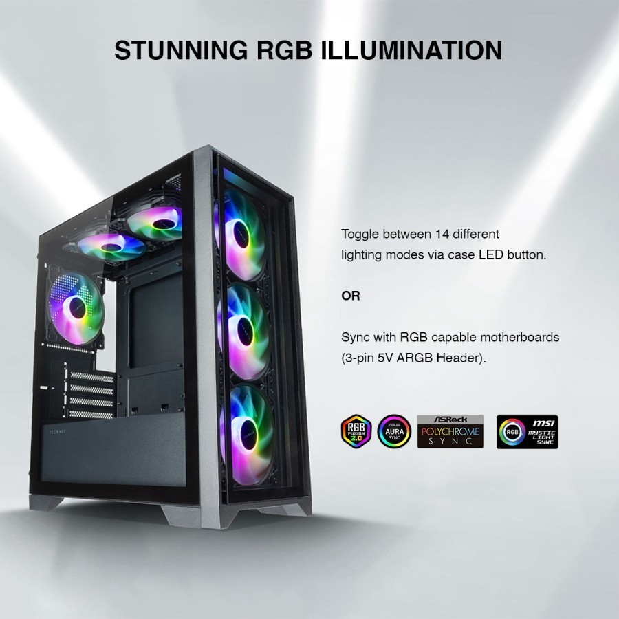 Jual Casing PC Gaming Tecware Nexus Air T3 M-ATX Include 6 Fan ARGB ...