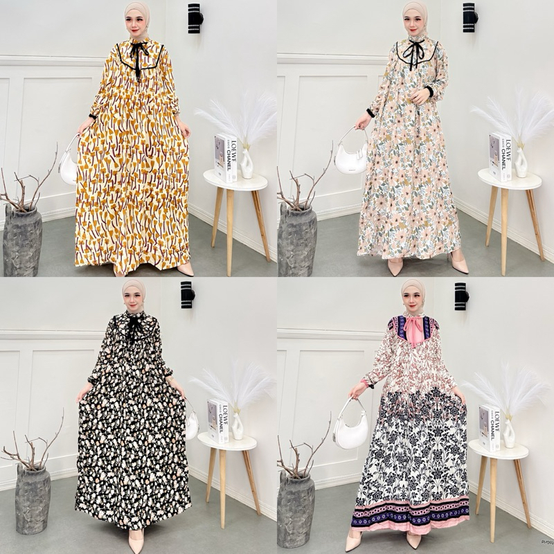 Jual Gamis Dress Rayon Premium Motif Aksen List Busui Friendly | Shopee Indonesia
