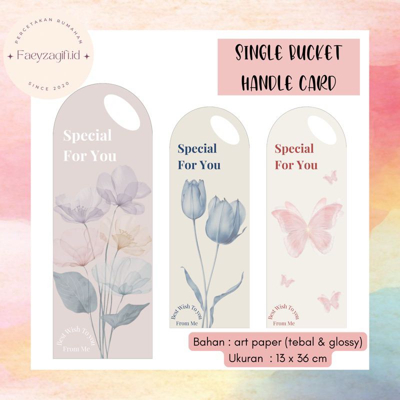 Jual SINGLE BOUCKET HANDLE CARD / KARTU BUCKET BUNGA / HANDLE FLOWER ...