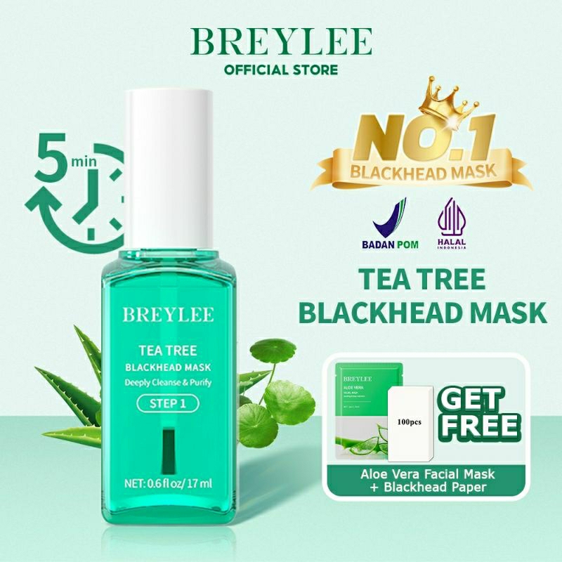 Jual (Bpom)BREEYLE TEA TREE BLACKHEAD MASK SET(2PCS)MASKER KOMEDO ...