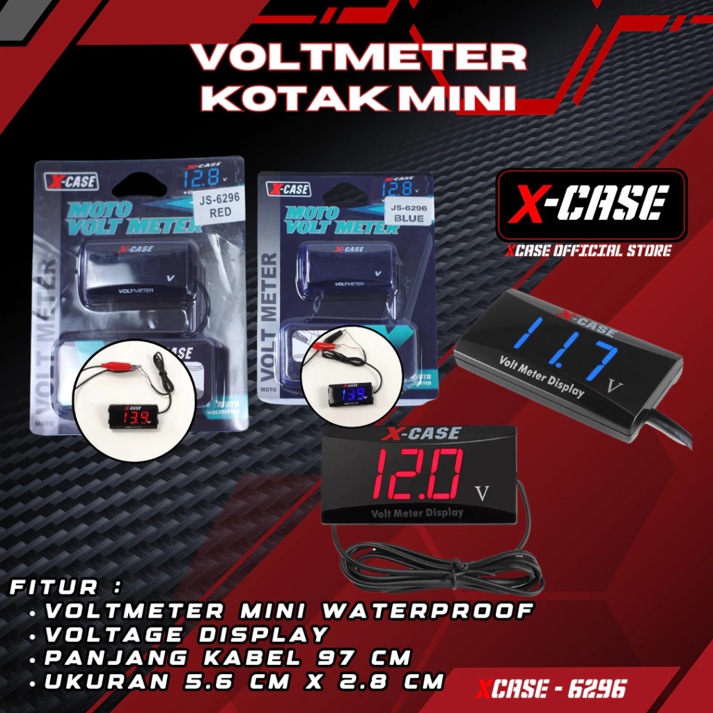 Jual Voltmeter X Case Motor Mini Kotak Alat Ukur Voltage Aki Display ...