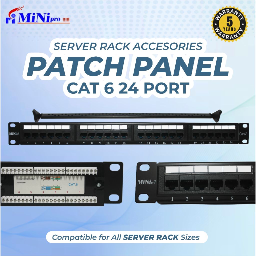 Jual Minipro Patch Panel 24 Port Cat6 with Modular / Rack Mounted Patch ...