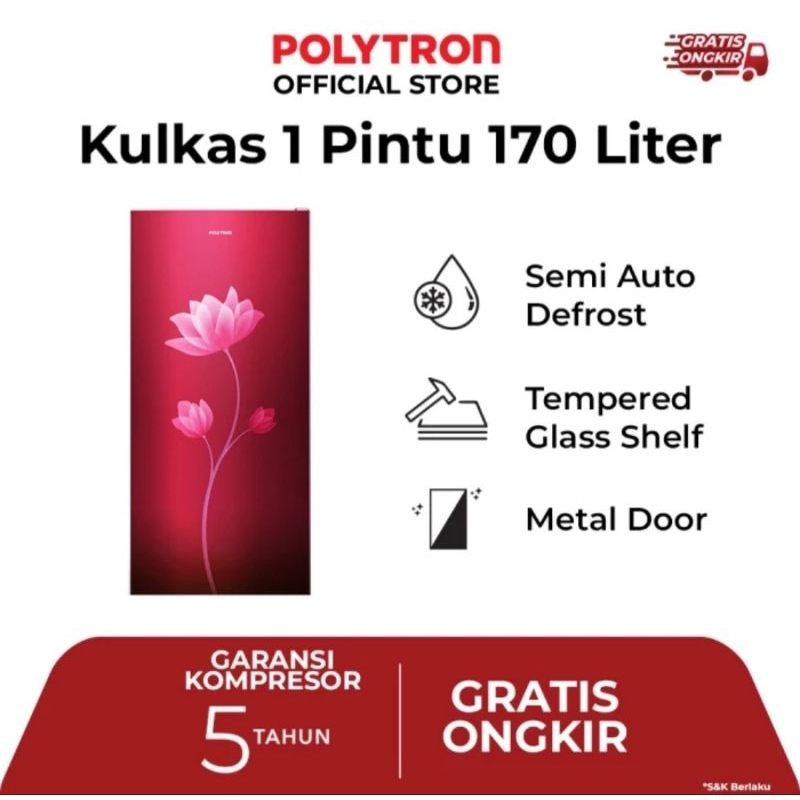 Jual KULKAS POLYTRON 1 PINTU PRB 179 PRB 177 170L KULKAS 1PINTU POLYTRON GARANSI RESMI | Shopee ...