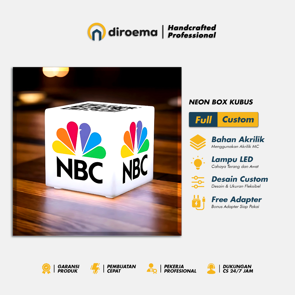 Jual Neon Box Kubus Kotak Akrilik Custom 5 Sisi - Diroema | Shopee ...
