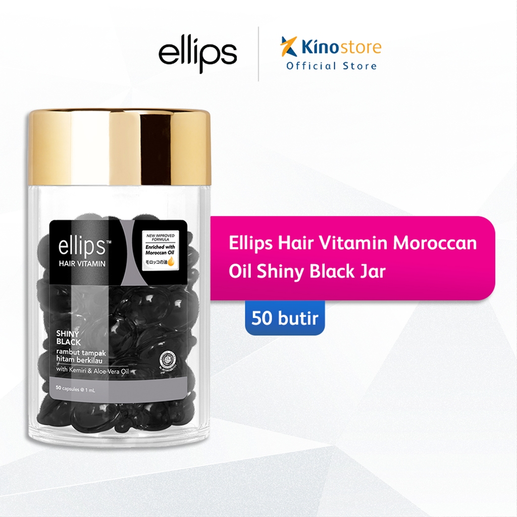 Jual Ellips Hair Vitamin Moroccan Oil Shiny Black Jar 50 Butir | Shopee ...