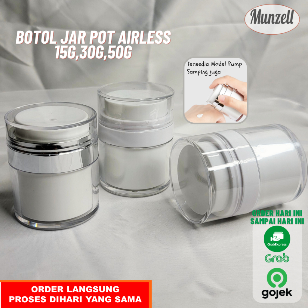 Jual Airless Jar Pot / Botol Pump Vacuum - Cream Lotion Serum Travel ...