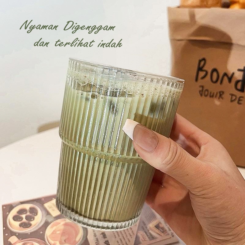 Jual Gelas Kaca Aesthetic Matcha Glass Cangkir Kopi Latte Gelas Matcha ...