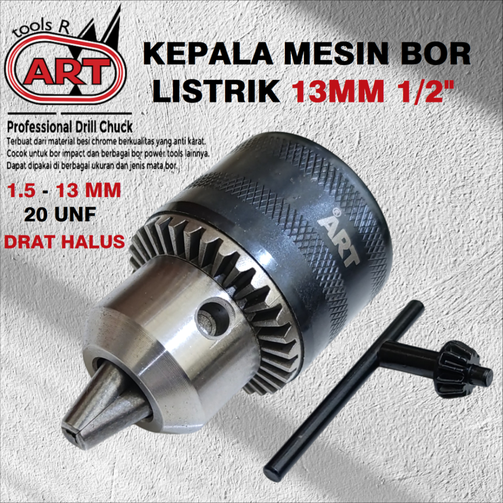 Jual Kepala Mesin Bor 13mm x 1/2" 20UNF Set Kunci Drill Chuck Kepala ...