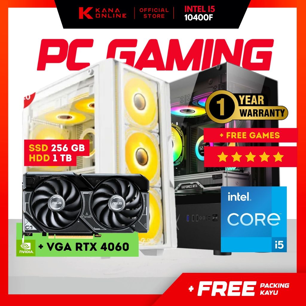Jual PC RAKITAN GAMING CORE i5 10400F / RAM 16GB / VGA RTX 4060 8GB / SSD NVME 256GB / HDD 1 TB ...