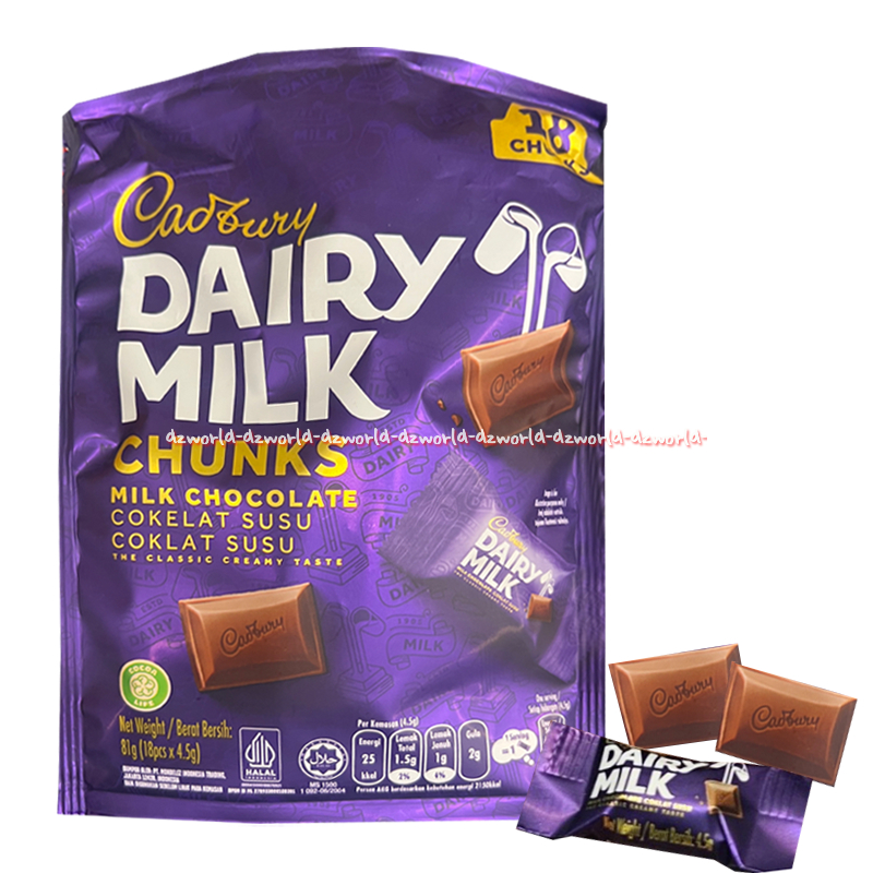 Jual Cadbury Dairy Milk 81gr Chunks Milk Chocolate Cokelat Susu Classic ...