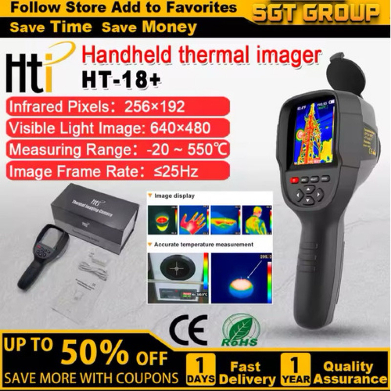 Jual HTI HT-18+ Plus Infrared Thermal Imager Camera 256x192 Imaging Camera For Construction ...