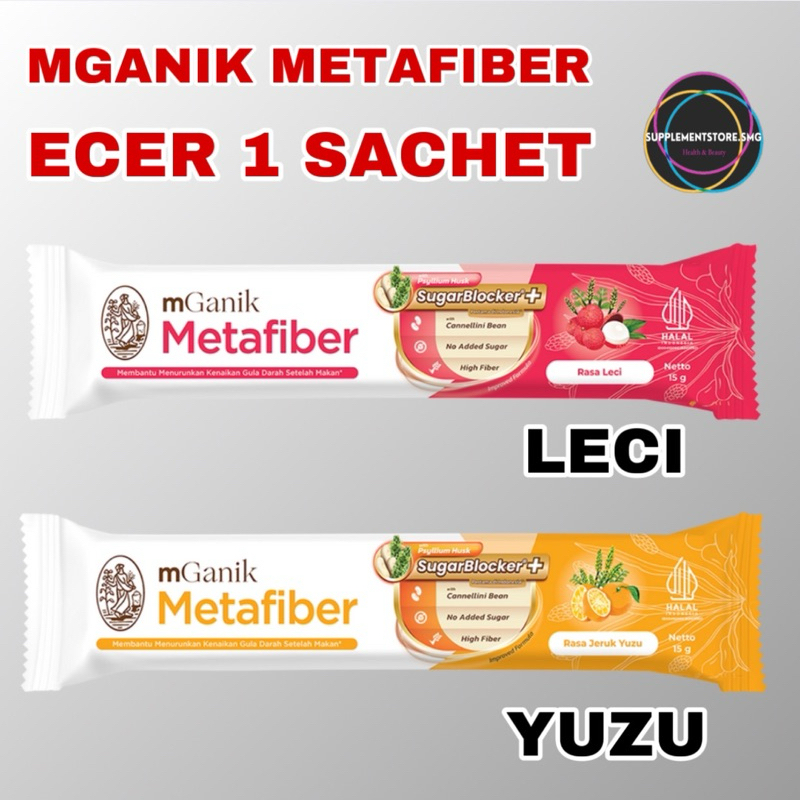 Jual (ECER 1 SACHET) mGanik Metafiber SUGAR BLOCKER+ Cocopandan Yuzu ...